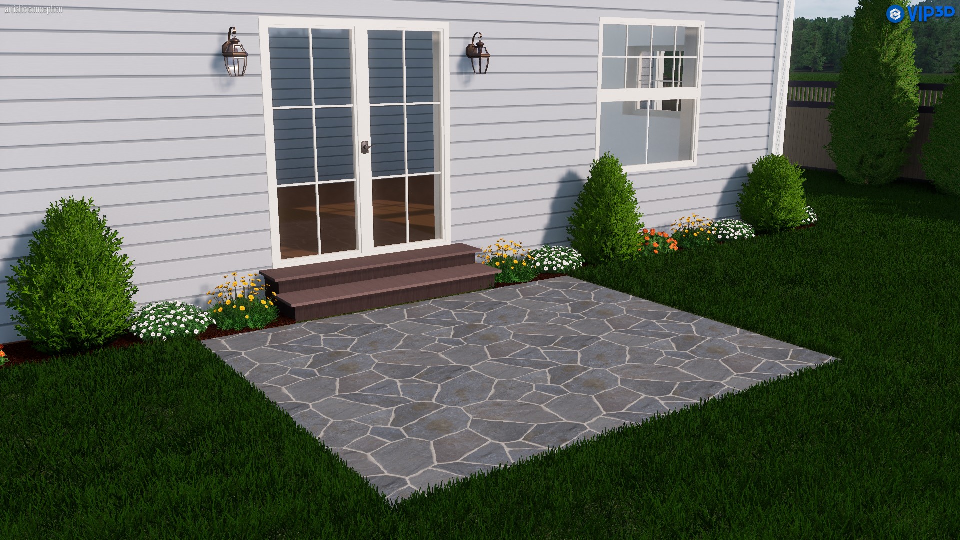 Rectangular Irregular Bluestone Patios - Grasshopper Gardens